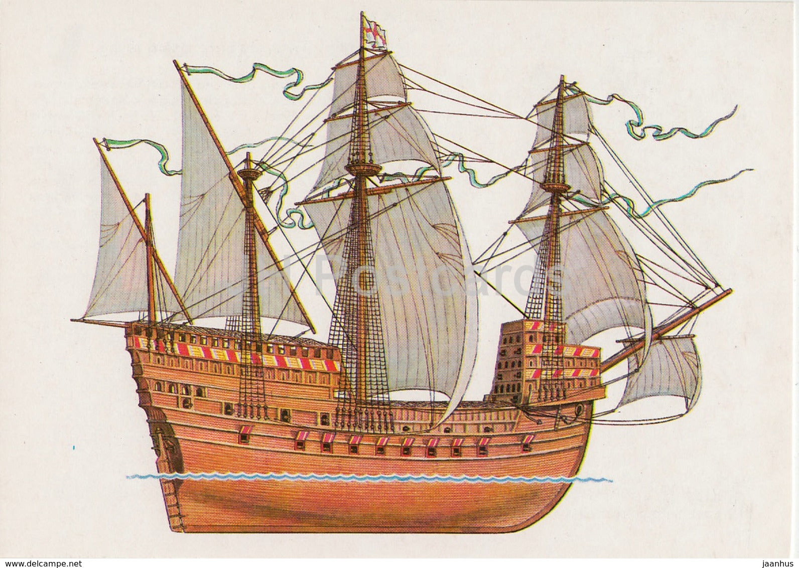 British Mary Rose Warship - sailing ship - illustration - 1989 - Russi ...