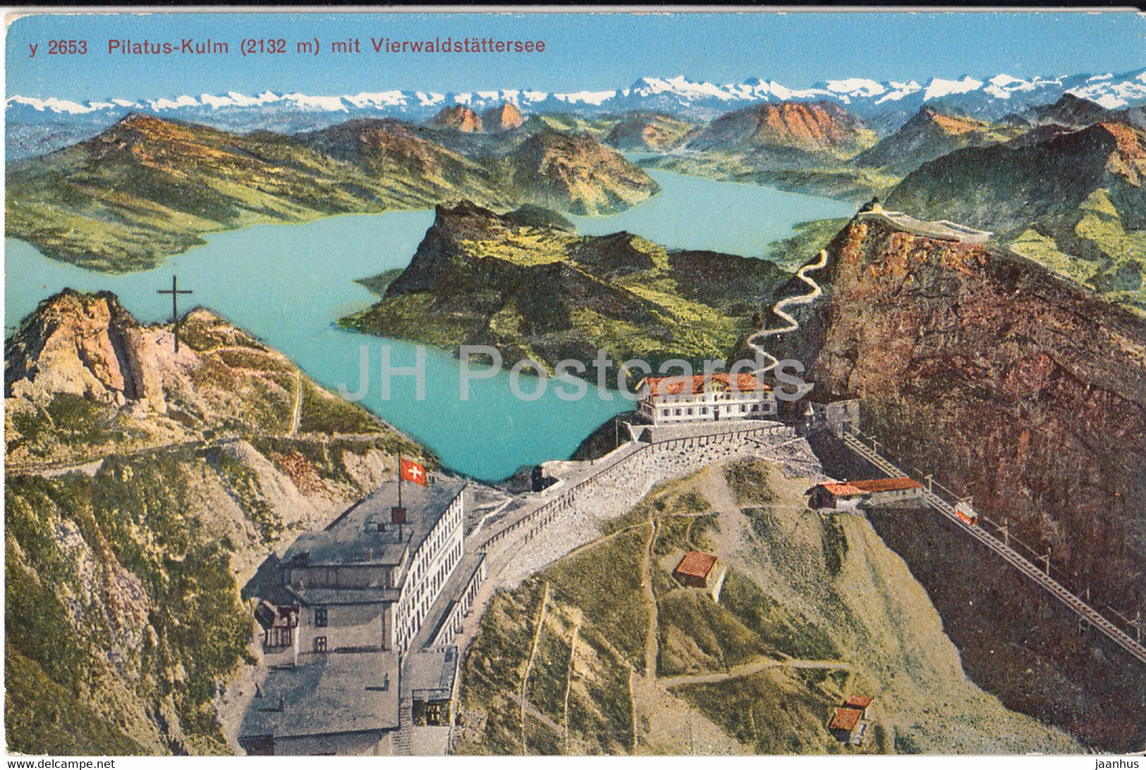 Pilatus Kulm 2132 m mit Vierwaldstattersee - 2653 - old postcard - Swi ...